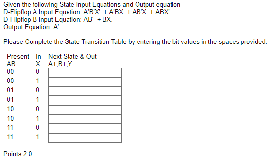Solved Given the following State Input Equations and Output | Chegg.com