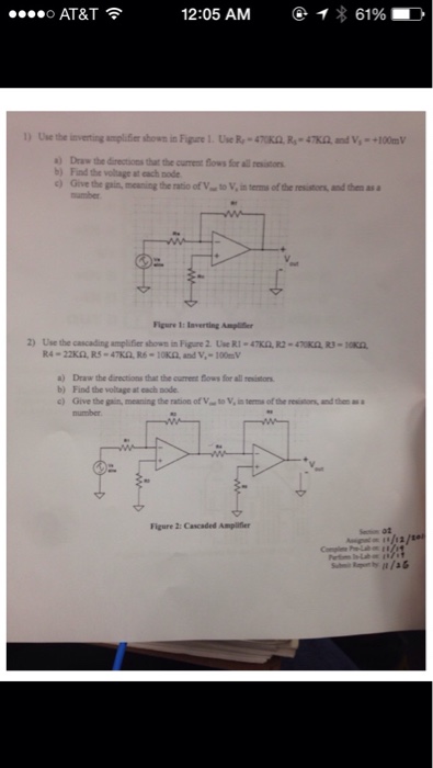 Solved 1) use the inverting amplifier shown in Figure 1 Use | Chegg.com