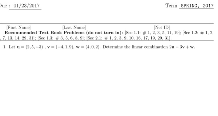 Solved Let u = (2, 5, -3), v = (-4, 1, 9), w = (4, 0, 2) | Chegg.com Solved Let u = (2, 5, -3), v = (-4, 1, 9), w = (4, 0, 2) | Chegg.com