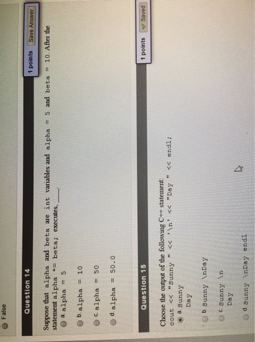 Solved Suppose that alpha and beta are int variables and | Chegg.com