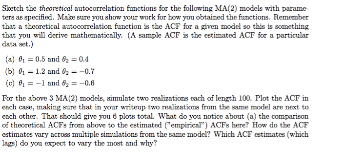 Solved Sketch the theoretical autocorrelation functions for | Chegg.com Solved Sketch the theoretical autocorrelation functions for | Chegg.com