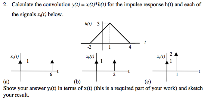 Solved Calculate the convolution y(t) = x(t)*h(t) for the | Chegg.com