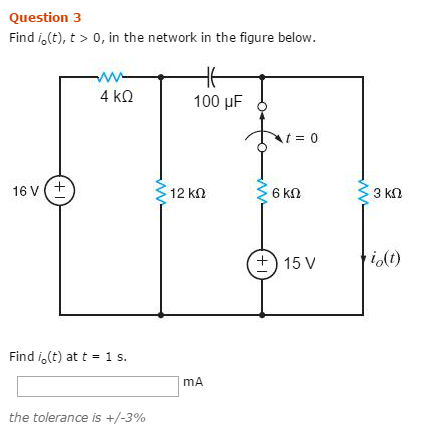 Solved Find i_o (t), t > 0, in the network in the figure | Chegg.com