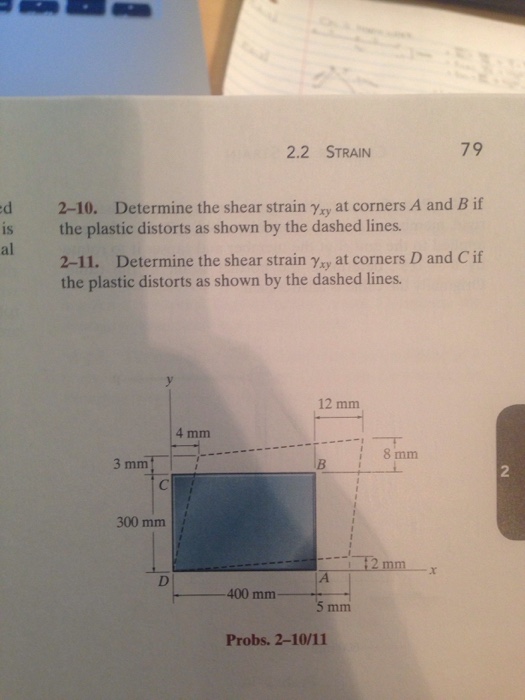 Solved Determine the shear strain gamma_xy at corners A and | Chegg.com