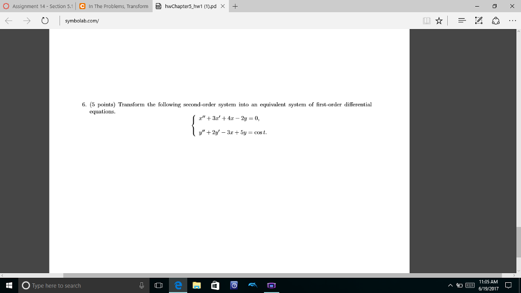 Solved Transform the following second-order system into an | Chegg.com