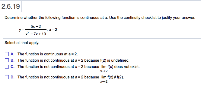 Solved 2 6 19 Determine Whether The Following Function Is