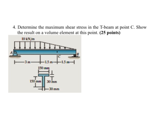 Solved Determine the maximum shear stress in the T-beam at | Chegg.com