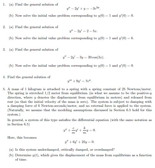 Solved Find The General Solution Of Y