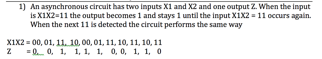 Solved An asynchronous circuit has two inputs X1 and X2 and | Chegg.com