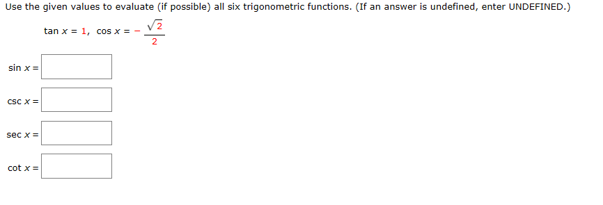 Solved Use the given values to evaluate (if possible) all | Chegg.com