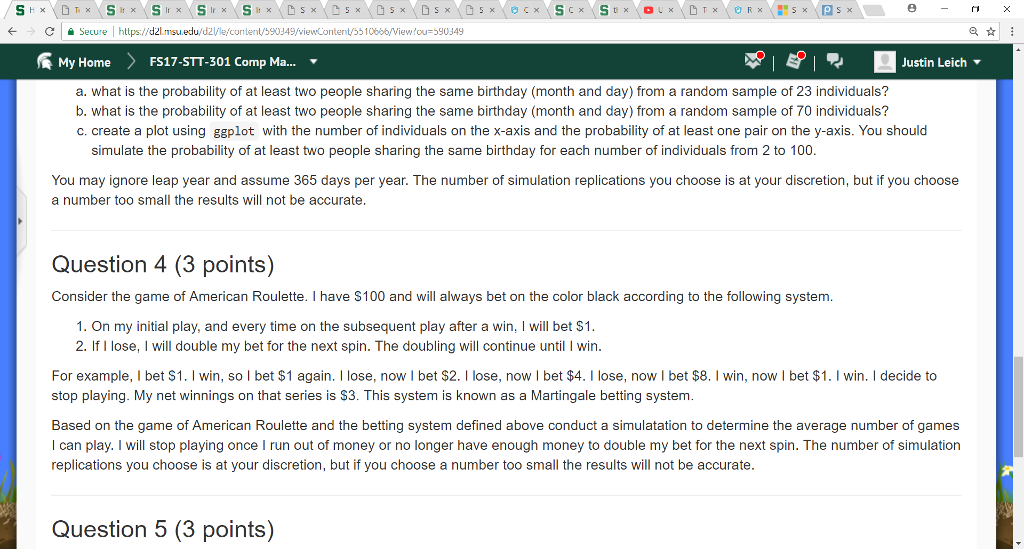 ← C| Secure l https://d2l.msu.edu/d2le/content/59014 | Chegg.com