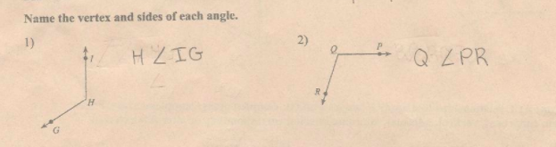 Solved Name the vertex and sides of each angle. 1) 2) | Chegg.com