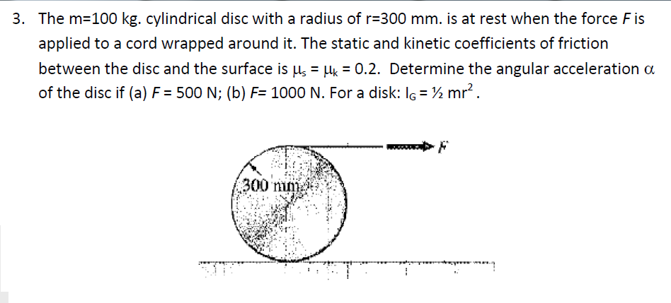 Solved The m = 100 kg. cylindrical disc with a radius of r = | Chegg.com