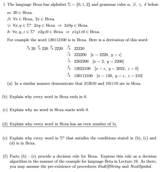The language Hexa has alphabet Σ = {0, 1, 2} and | Chegg.com