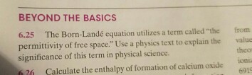 Solved The Born-Lande equation utilizes a term called "the | Chegg.com
