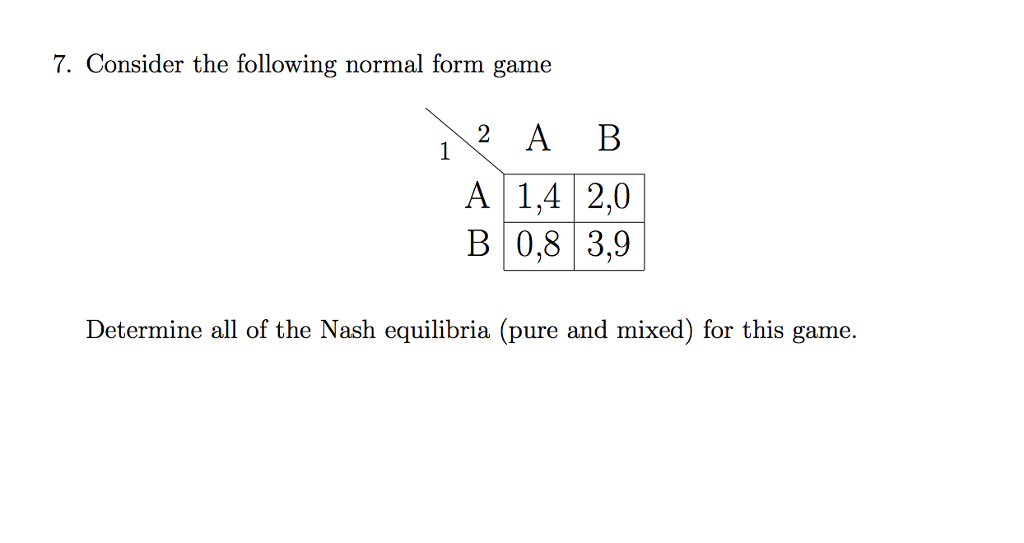 Solved Consider the following normal form game Determine | Chegg.com