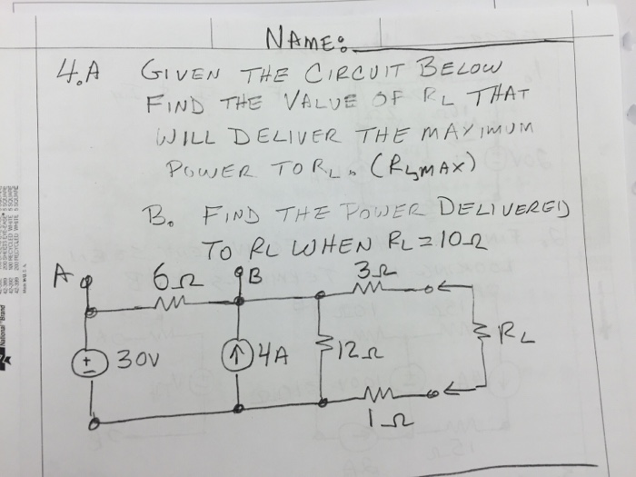 Solved A.Given the circuit below find the value of RL that | Chegg.com