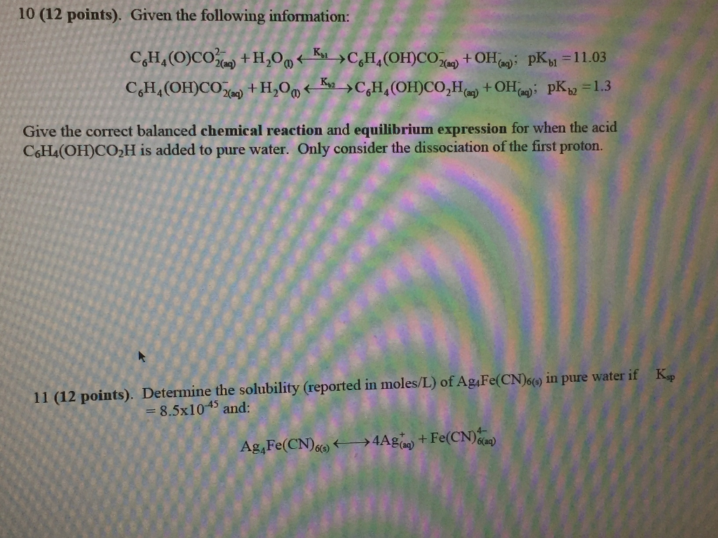 Solved 10 (12 points). Given the following information: | Chegg.com