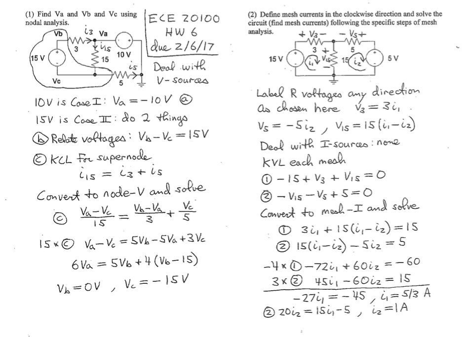 Solved ECE 20100 HW 6 due 9/18/17 (1) Find Va and Vb and Vc | Chegg.com