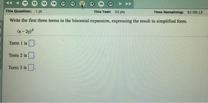 Solved Write the first three terms in the binomial | Chegg.com