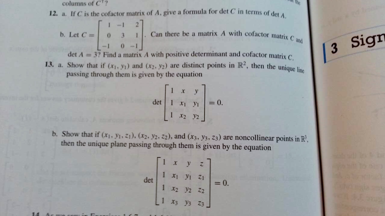 If C Is The Cofactor Matrix Of A Give A Formula For