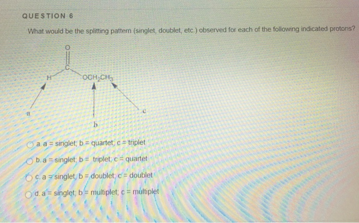 Solved What would be the splitting pattern (singlet, | Chegg.com