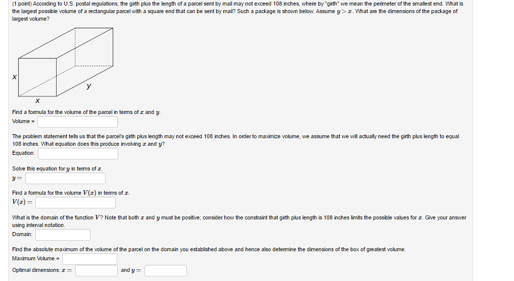 Solved According to U.S. postal regulations, the girth plus | Chegg.com