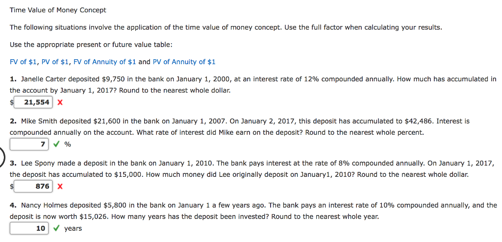 Solved Time Value of Money Concept The following situations | Chegg.com