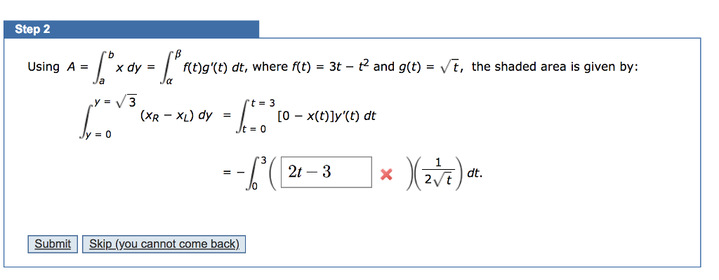 Solved Find the area enclosed by the curve x- t2 - 3t, y- Vt | Chegg.com