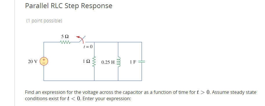 Solved Parallel RLC Step Response Find an expression for | Chegg.com