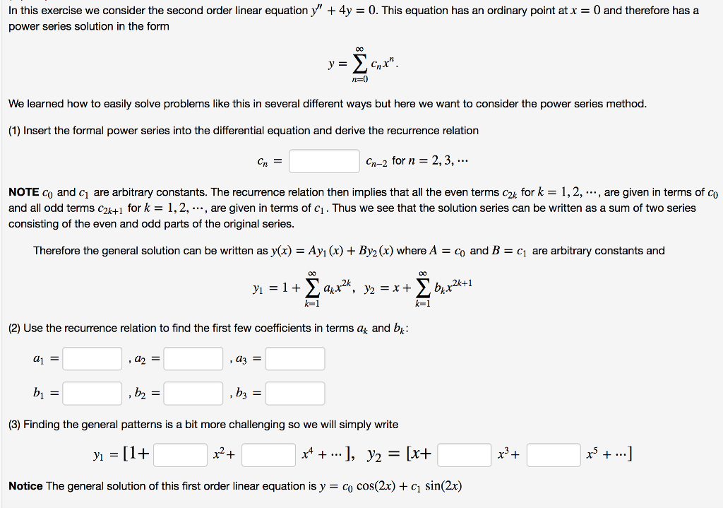 Solved In this exercise we consider the second order linear | Chegg.com
