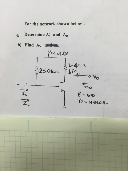 Solved For the network shown below: (a) Determine Zi and Z0 | Chegg.com