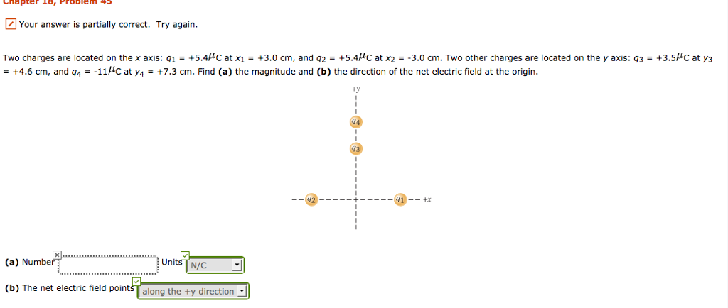 Solved Two charges are located on the x axis: q_1 = +5.4 mu | Chegg.com