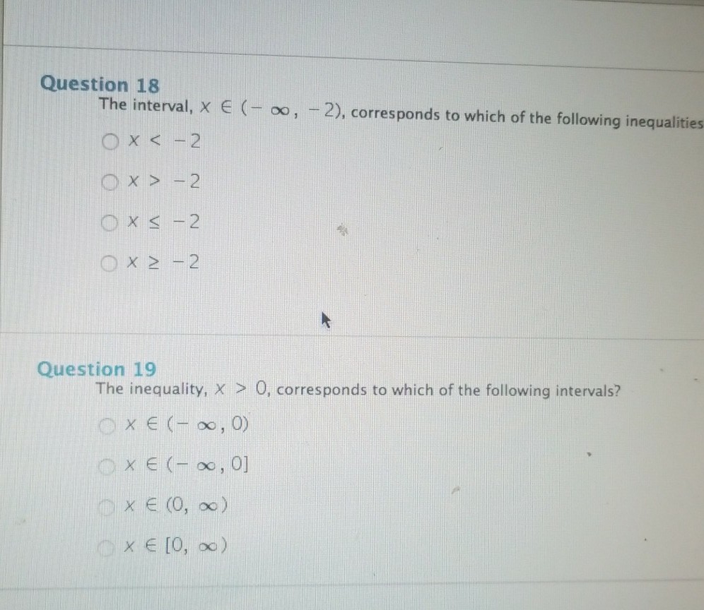 Solved The interval, X Element (- infinity, - 2), | Chegg.com