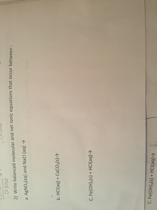 Solved Write balanced molecular and net ionic equations that | Chegg.com