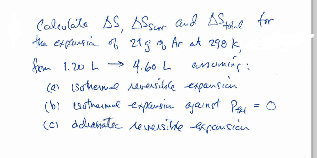 Calculate Delta S Delta S Sum And Delta S Total For