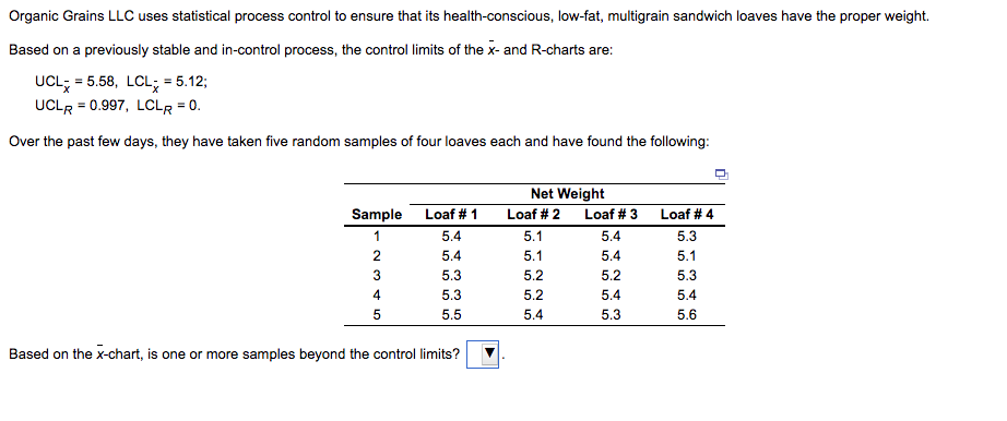 Solved Organic Grains LLC uses statistical process control | Chegg.com