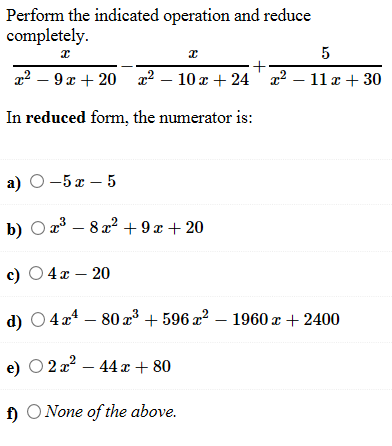 Solved Perform the indicated operation and reduce | Chegg.com