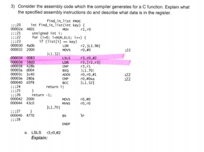 Solved 3) Consider the assembly code which the compiler | Chegg.com