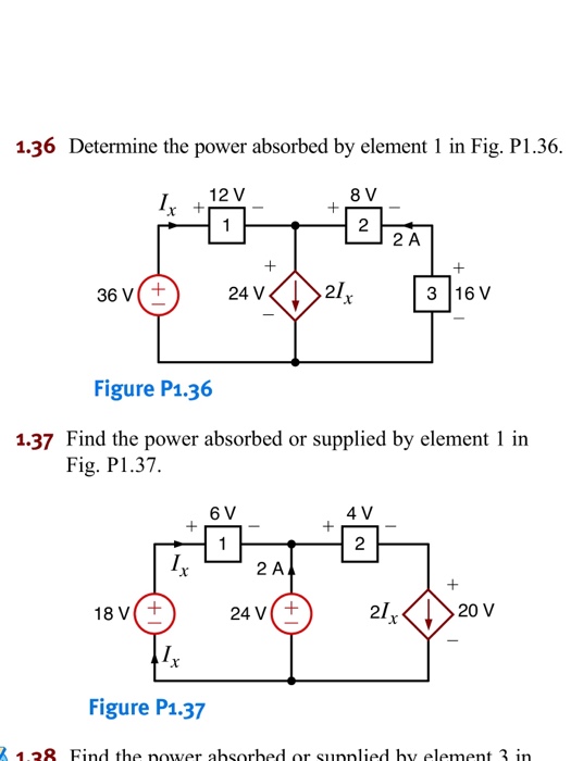 Solved Determine the power absorbed by element 1 in Fig. P1 | Chegg.com Solved Determine the power absorbed by element 1 in Fig. P1 | Chegg.com