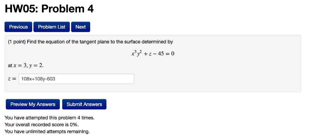 Solved HW05: Problem 4 Previous Problem List Next (1 point) | Chegg.com