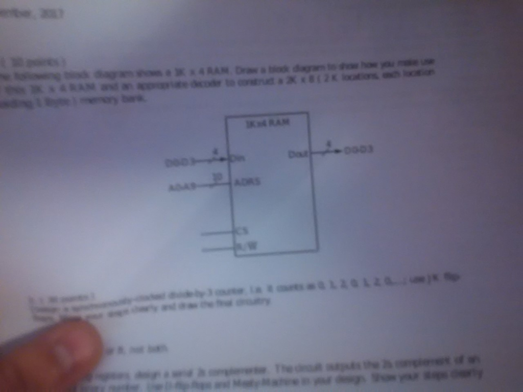 Solved The following block diagram shows a 1K * 4K RAM. Draw | Chegg.com