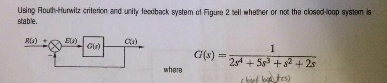 Solved Using Routh-Hurwitz criterion and unity feedback | Chegg.com