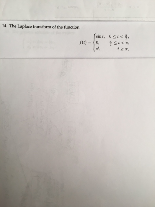 Solved The Laplace transform of the function f(t) = {sin t, | Chegg.com