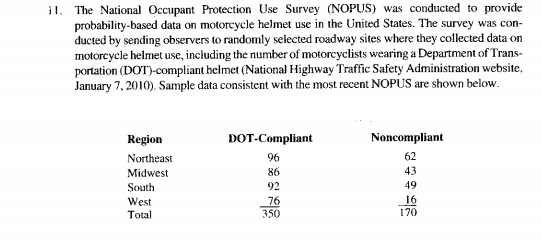 Solved 1. The National Occupant Protection Use Survey | Chegg.com