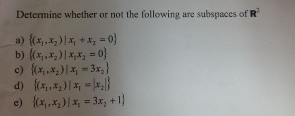 Solved Determine whether or not the following are subspaces | Chegg.com