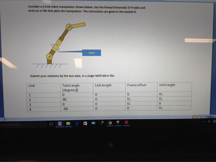 Consider a 4-link robot manipulator shown below. Use | Chegg.com