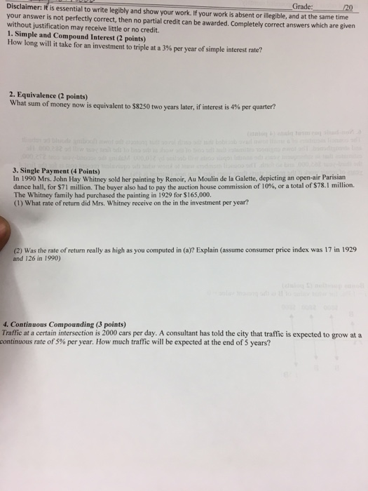 Solved It is essential to write legibly and show your work. | Chegg.com