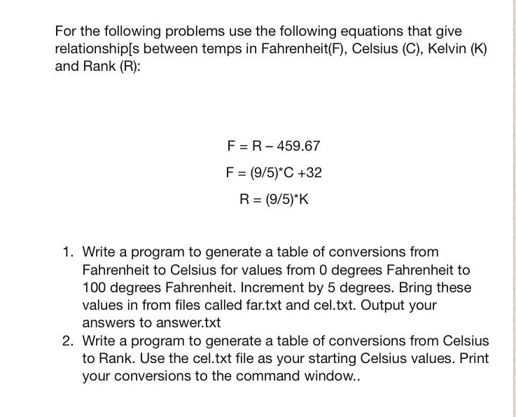Solved For the following problems use the following | Chegg.com