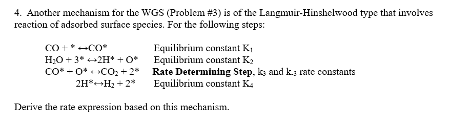 Solved 4. Another mechanism for the WGS (Problem #3 ) is of | Chegg.com